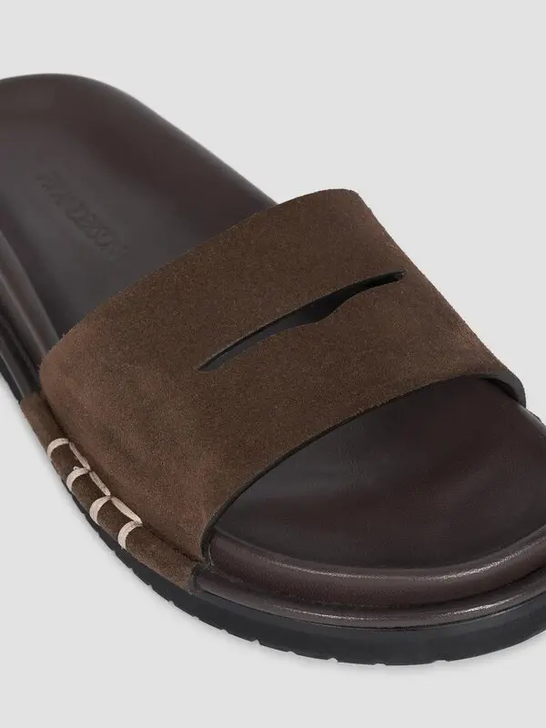 JW Anderson Penny Loafer-style Suede Slide Sandals