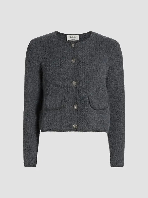 Ba&sh Harry Brushed Flap-pocket Cardigan - Anthracite