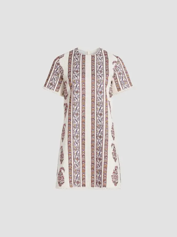 Giambattista Valli Floral-striped Bouclé Minidress - Ivory Multi