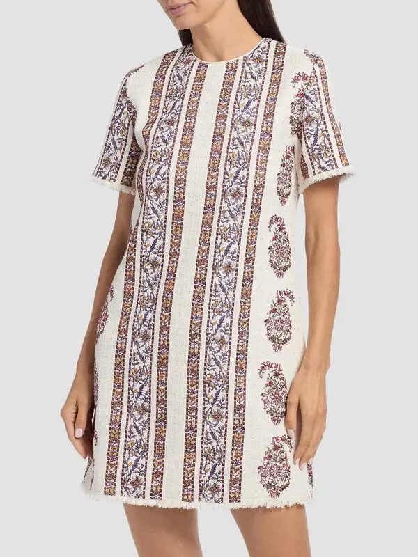 Giambattista Valli Floral-striped Bouclé Minidress