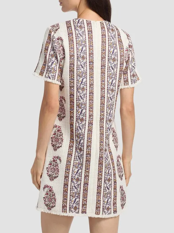 Giambattista Valli Floral-striped Bouclé Minidress
