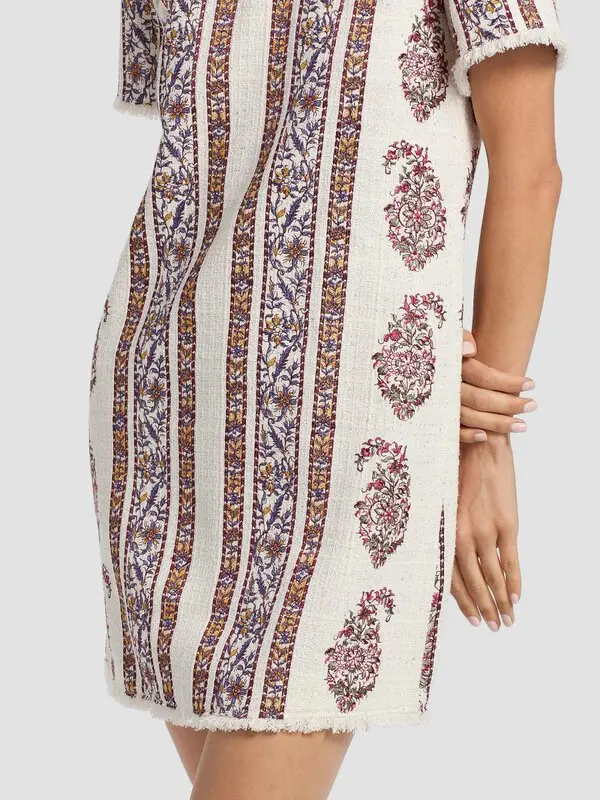 Giambattista Valli Floral-striped Bouclé Minidress