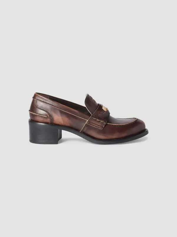 Miu Miu Decò Calf Leather Loafers - Brown