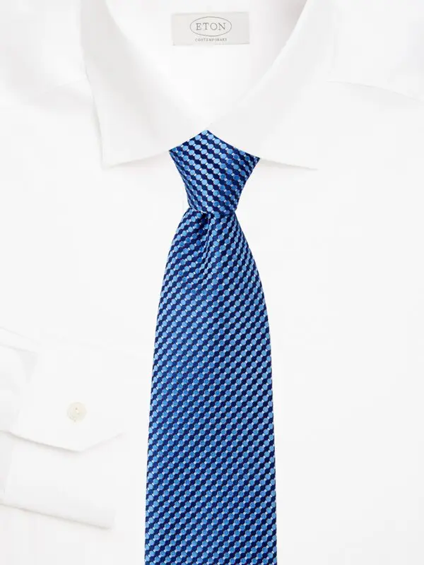 Eton Micro Circle Silk Tie - Blue
