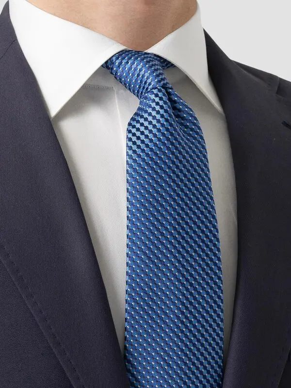 Eton Micro Circle Silk Tie - Blue