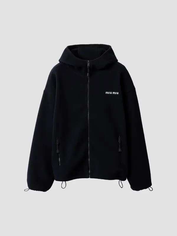 Miu Miu Cotton Fleece Zipper Hoodie - Blue