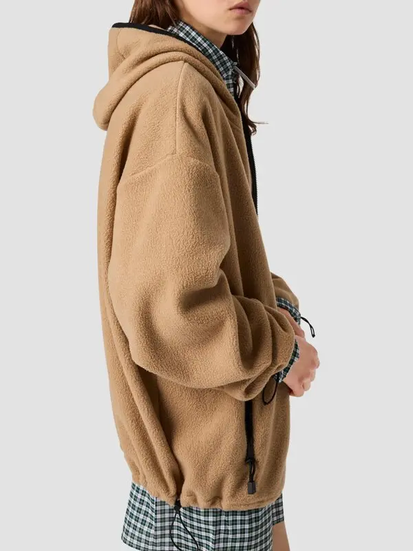Miu Miu Cotton Fleece Zipper Hoodie - Brown