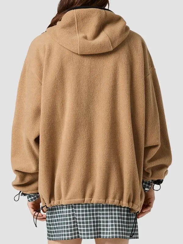 Miu Miu Cotton Fleece Zipper Hoodie - Brown