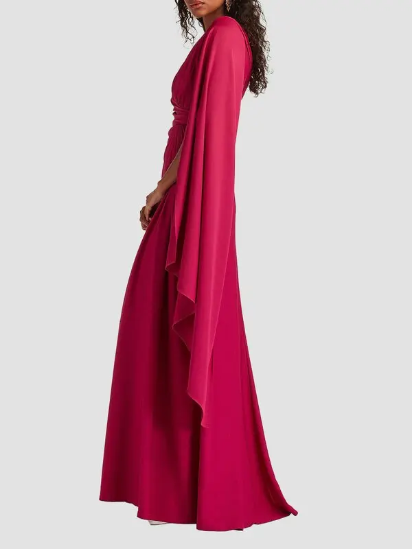 Tadashi Shoji Pleated Gathered One-shoulder Jersey Gown