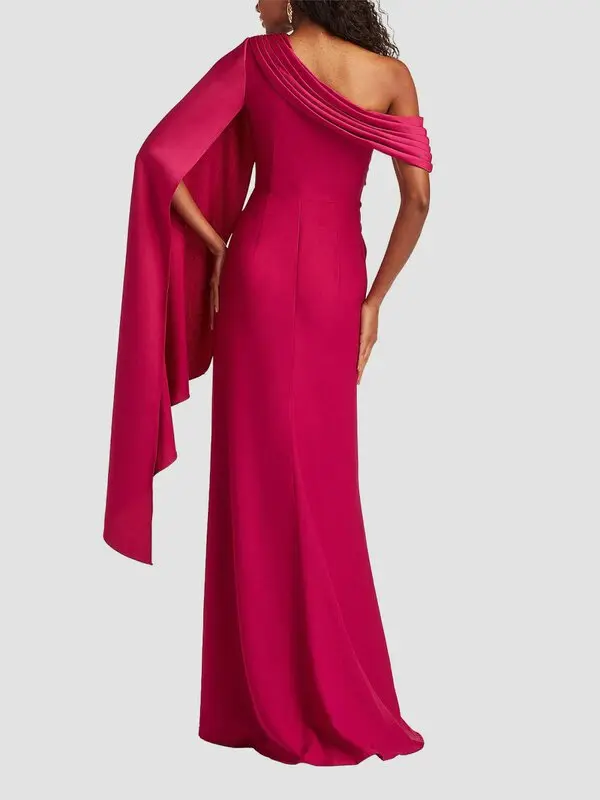 Tadashi Shoji Pleated Gathered One-shoulder Jersey Gown