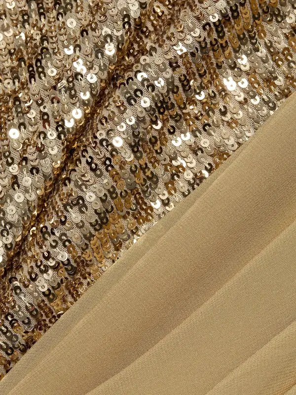 Pamella Roland Sequined Chiffon One-shoulder Gown