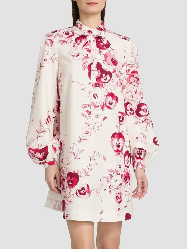 Giambattista Valli Floral Cotton Poplin A-line Minidress