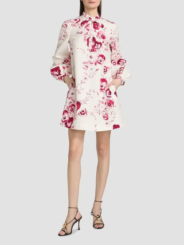Giambattista Valli Floral Cotton Poplin A-line Minidress