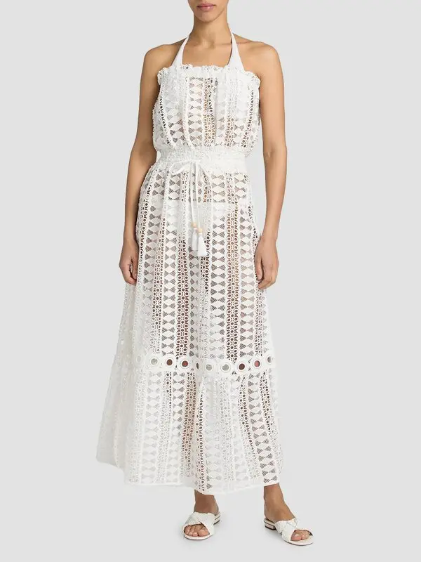 Ramy Brook Henrietta Geometric Lace Cover-up Maxi Dress - White Cotton