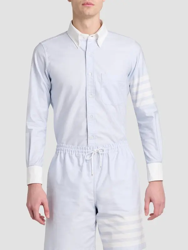 Thom Browne Engineered 4-bar Straight-fit Oxford Shirt - Light Blue