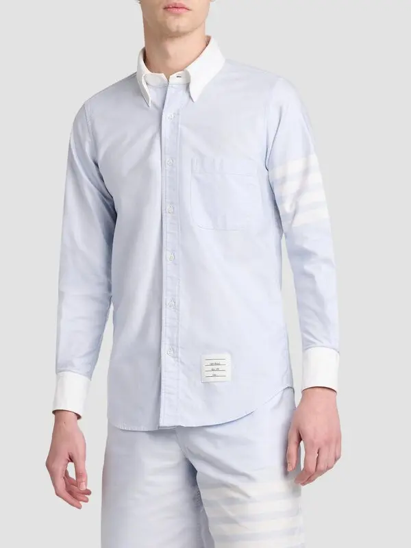 Thom Browne Engineered 4-bar Straight-fit Oxford Shirt - Light Blue