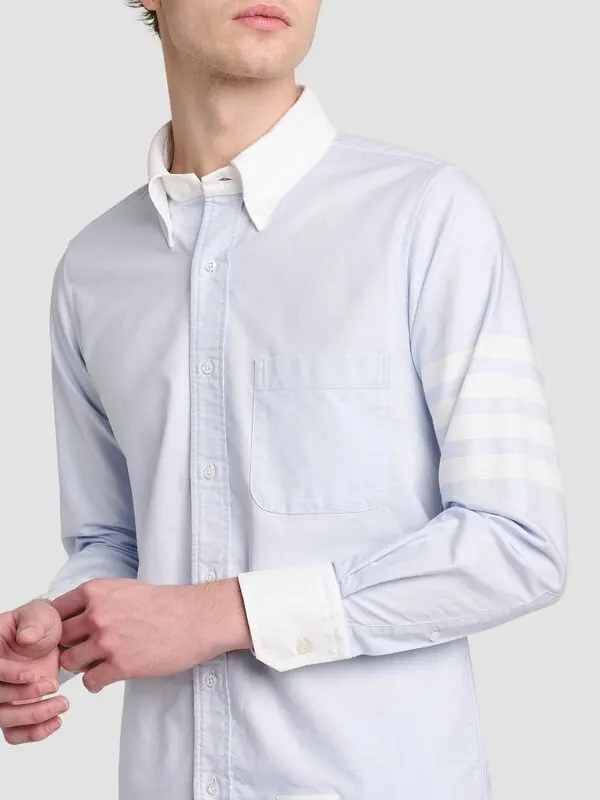 Thom Browne Engineered 4-bar Straight-fit Oxford Shirt - Light Blue