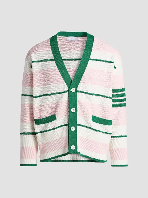 Thom Browne Striped Cotton Cardigan - Light Pink