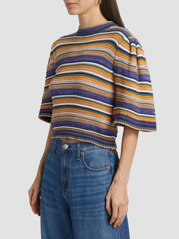 Ba&sh Farfaela Striped Cotton Sweater
