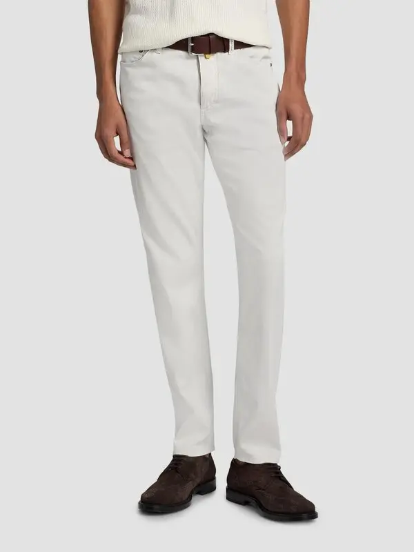 SARTORIO NAPOLI Cotton-blend Slim-leg Trousers