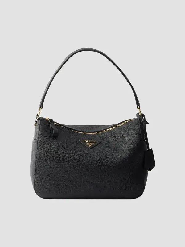 Prada Medium Leather Shoulder Bag - Black