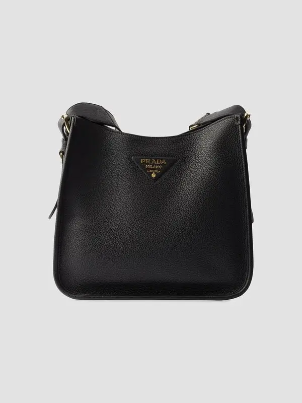 Prada Medium Leather Shoulder Bag - Black