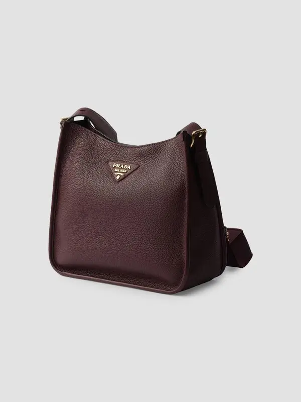 Prada Medium Leather Shoulder Bag - Dark Red