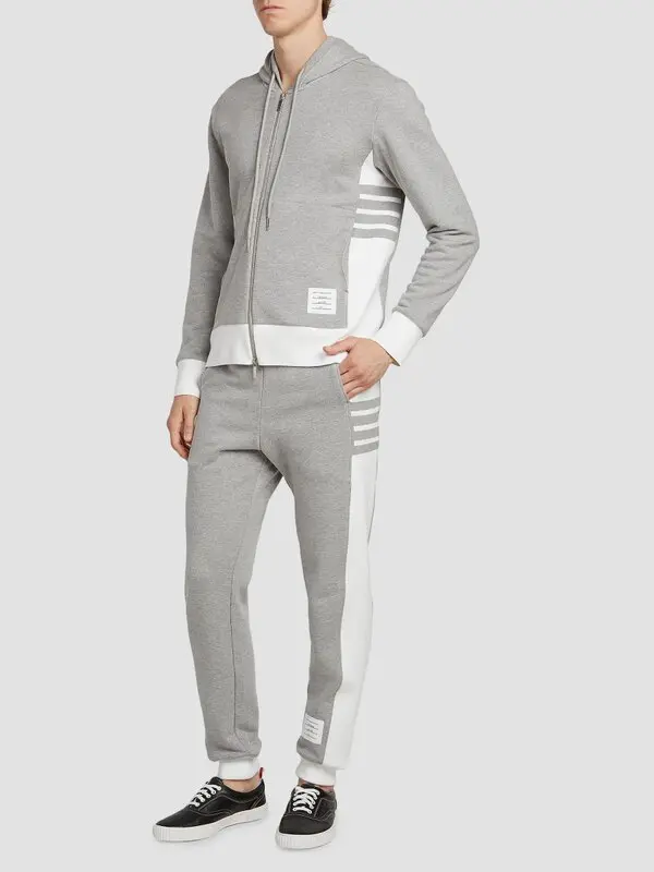 Thom Browne Loopback Jersey Hoodie Jacket - Light Grey