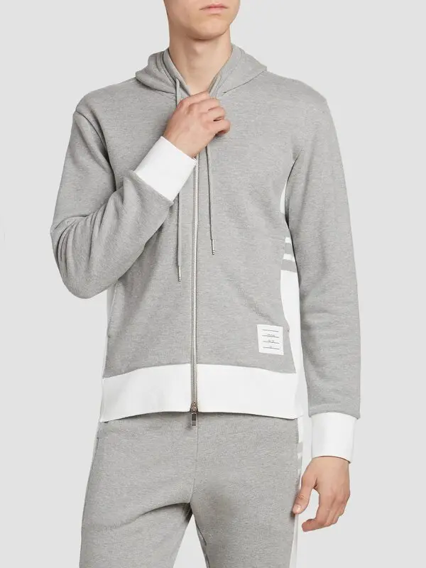 Thom Browne Loopback Jersey Hoodie Jacket - Light Grey