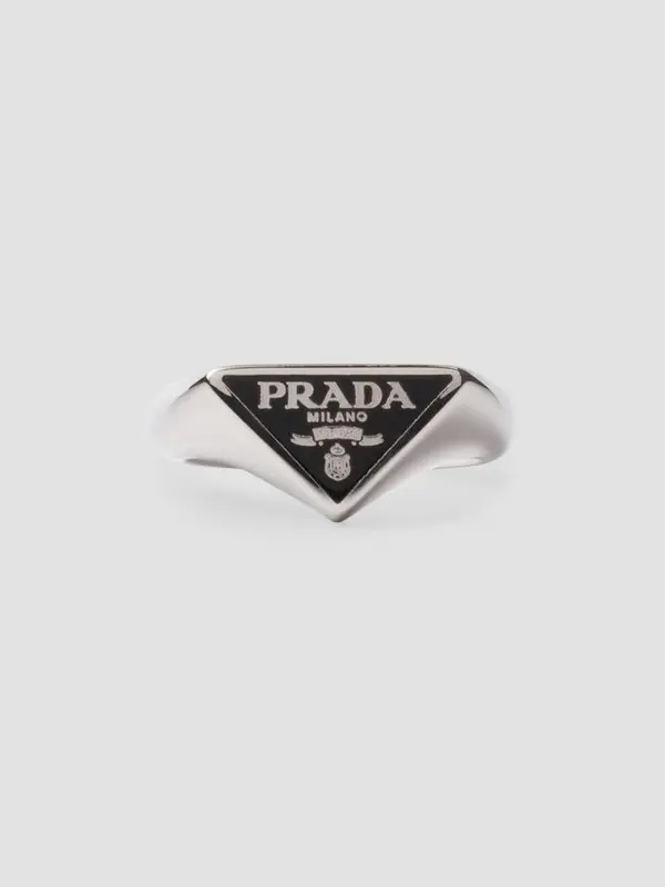 Prada Enameled Silver Ring