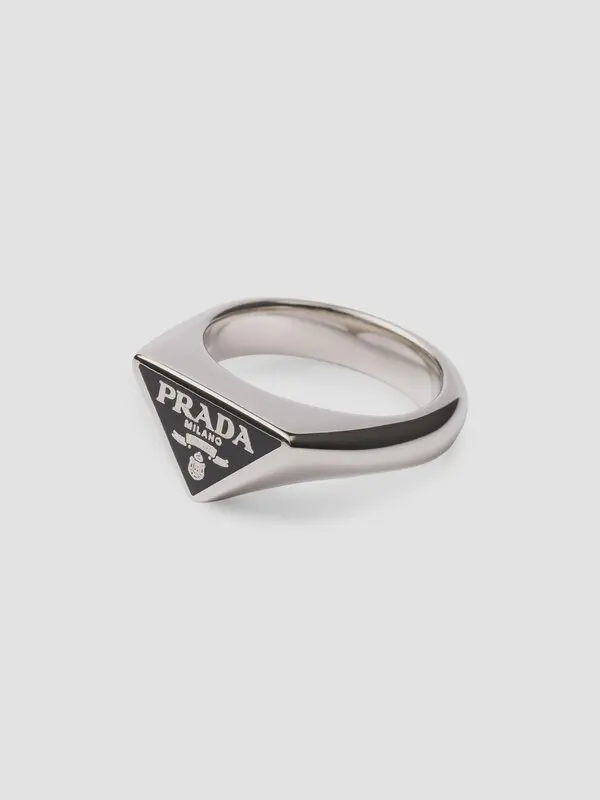 Prada Enameled Silver Ring