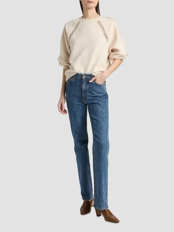 Ba&sh Sweet Open-knit Bouclette Crewneck Sweatshirt