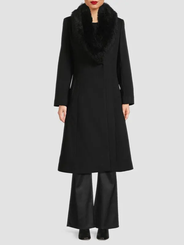 Sofia Cashmere Toscana Shearling Trim Coat
