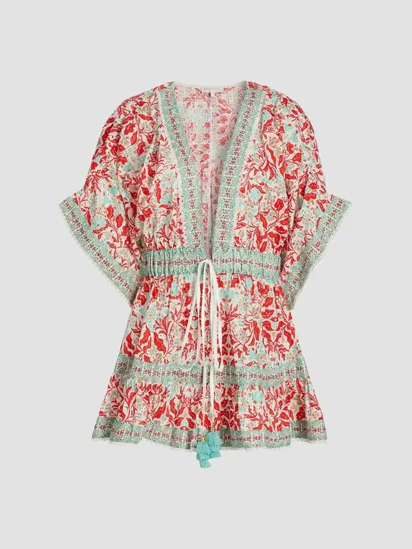 Ramy Brook Margo Cotton Cover-up Minidress - Flame Combo
