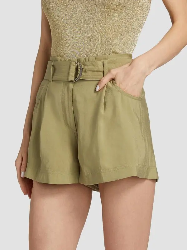 Ba&sh Demie Belted Pleated-front Shorts