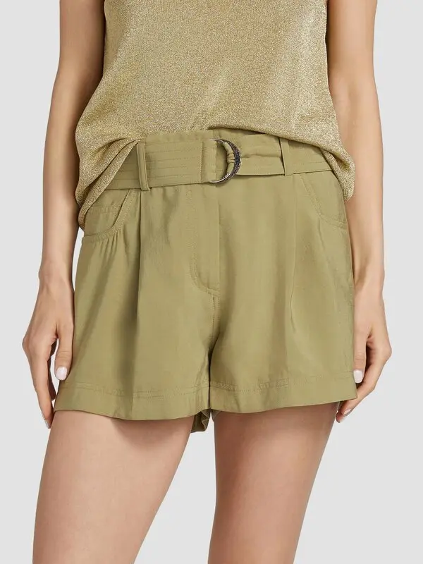 Ba&sh Demie Belted Pleated-front Shorts