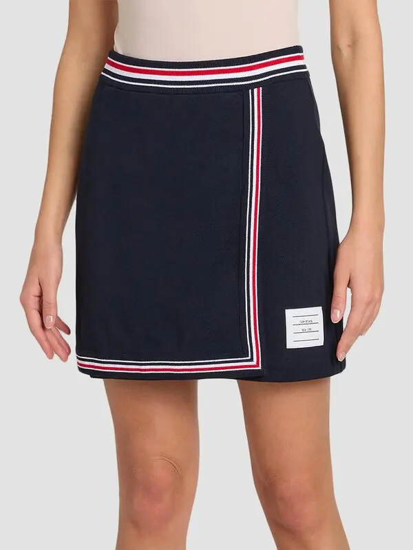 Thom Browne Classic Piqué Stripe Wrap-style Miniskirt