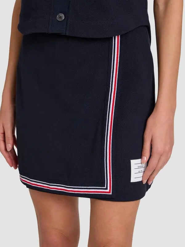 Thom Browne Classic Piqué Stripe Wrap-style Miniskirt - Navy