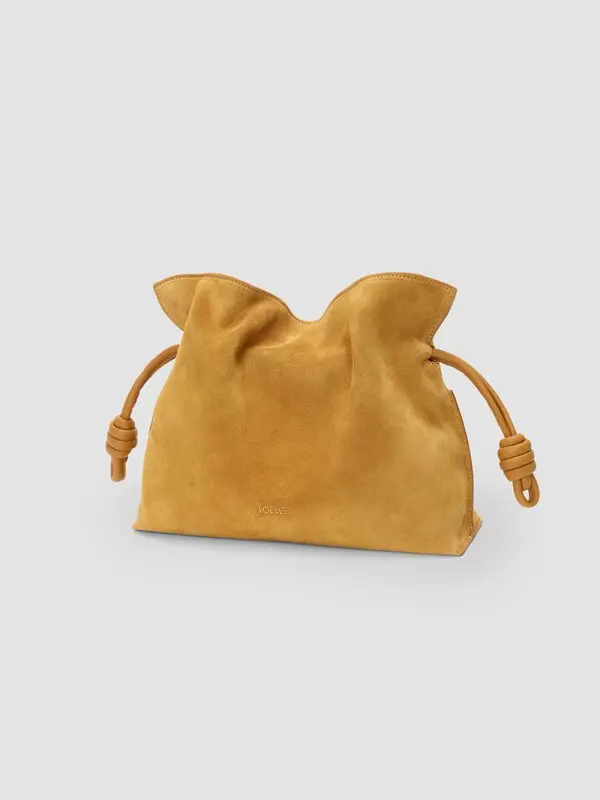 Loewe Flaco Suede Clutch - Ochre