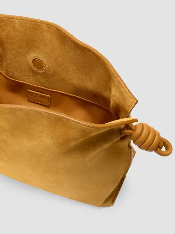 Loewe Flaco Suede Clutch - Ochre