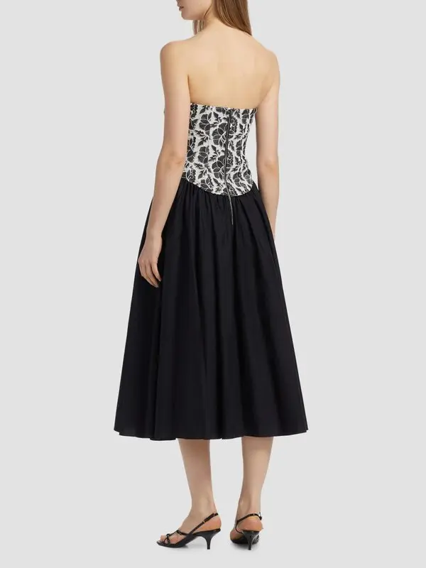TOCCIN Melody Floral Cotton Corset Midi-dress