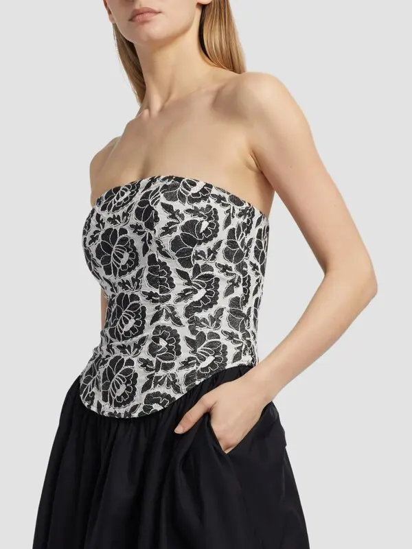 TOCCIN Melody Floral Cotton Corset Midi-dress
