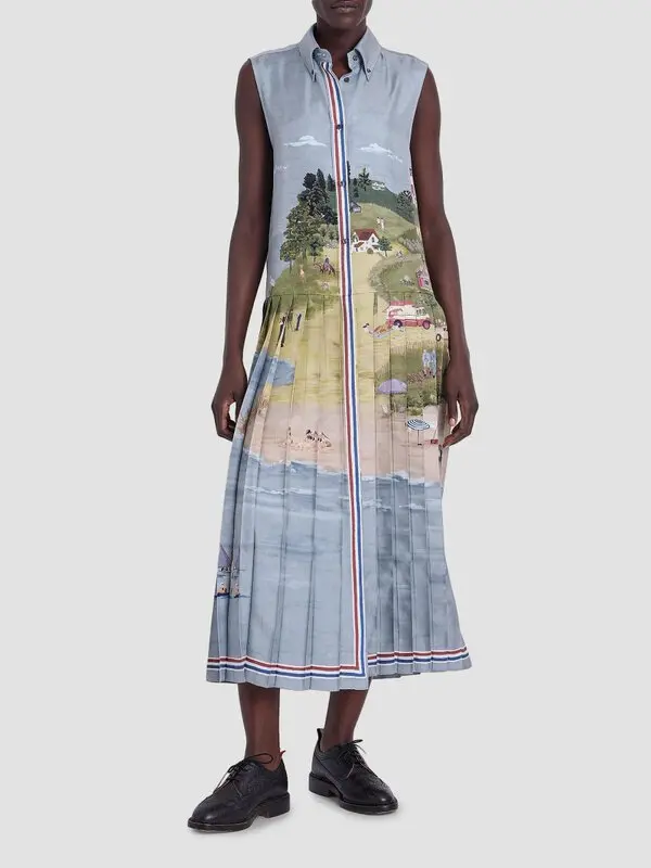 Thom Browne Scenic Coastline Silk Shirtdress