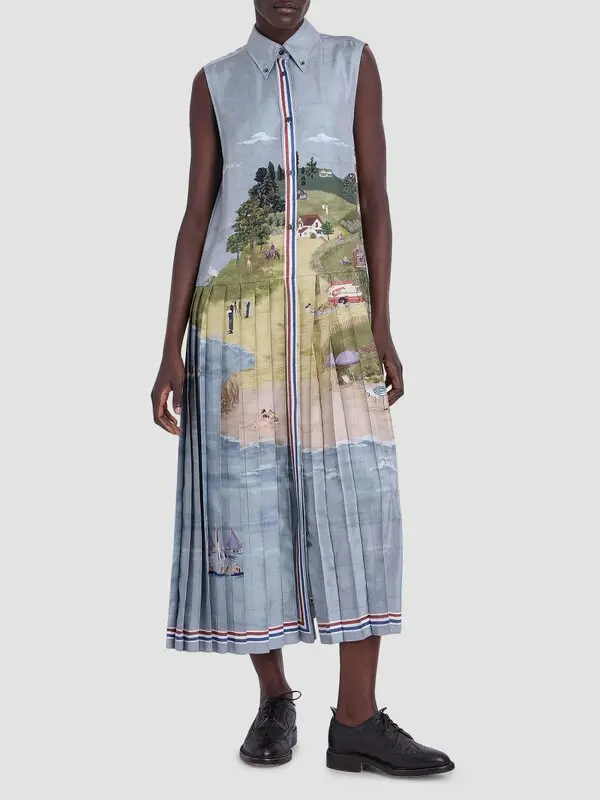 Thom Browne Scenic Coastline Silk Shirtdress