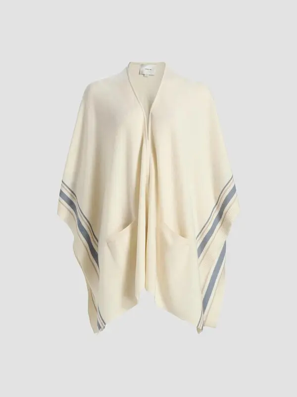Vince Striped Cashmere Knit Cape - Rice
