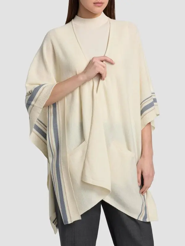 Vince Striped Cashmere Knit Cape