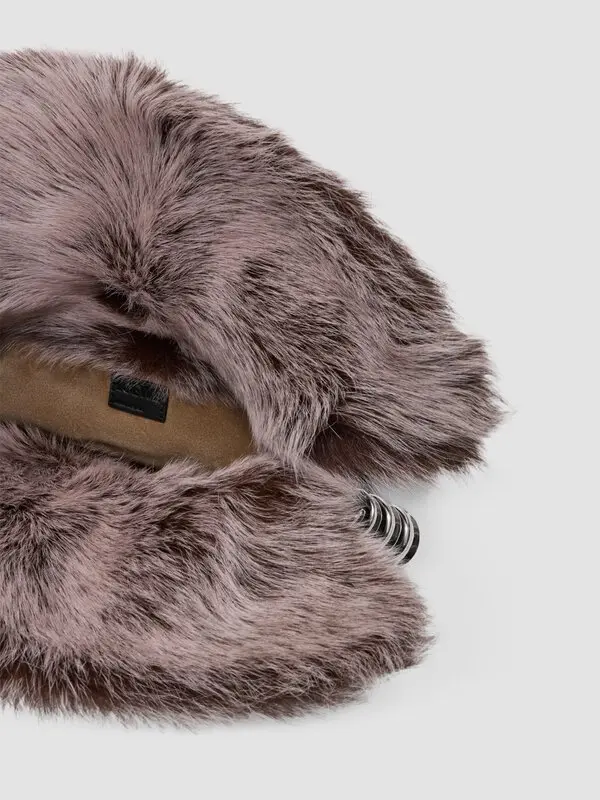 Loewe Flaco Shearling-trim Leather Clutch