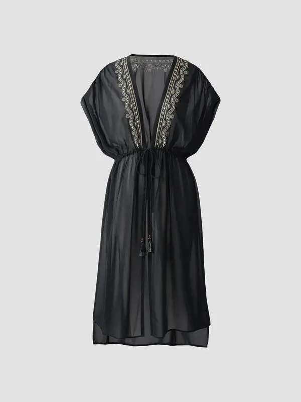 Miraclesuit Beach Etc. Beaded Georgette Kimono-style Cover-up - Black