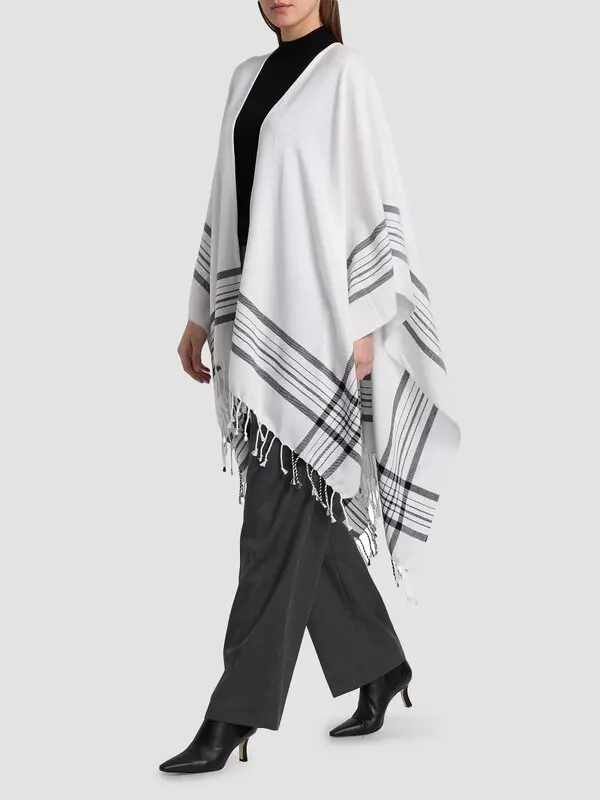Vince Plaid-trim Cotton-cashmere Cape