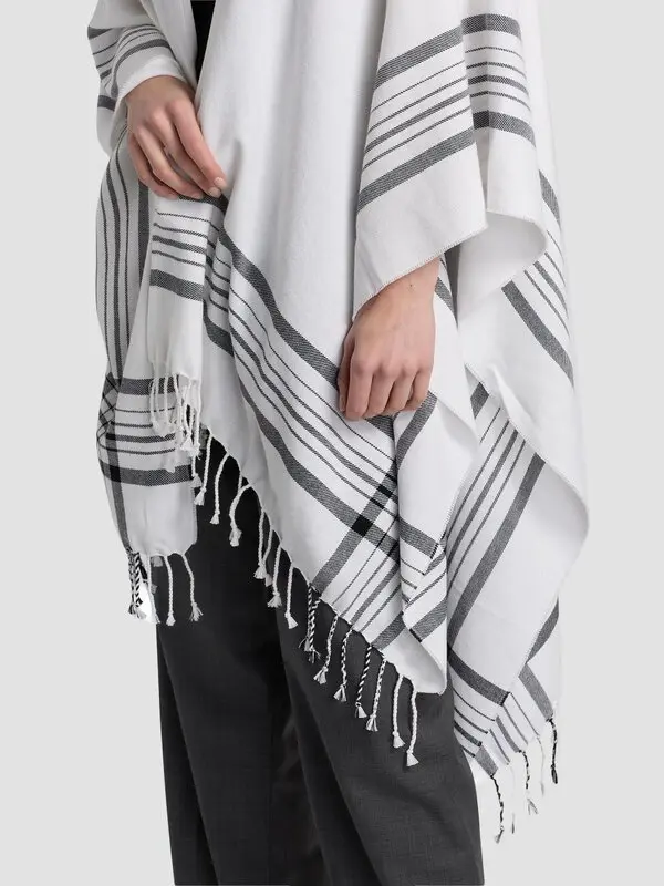 Vince Plaid-trim Cotton-cashmere Cape